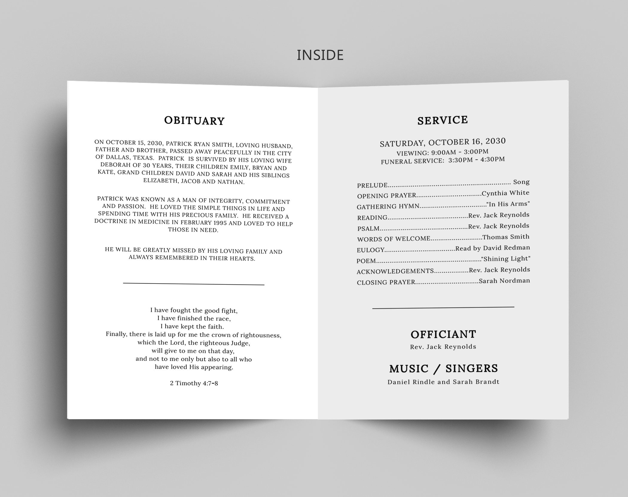 Editable Funeral Program Template TRY FREE DEMO Celebration - Etsy