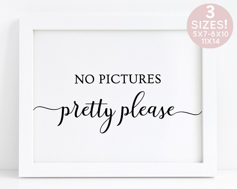No Pictures Wedding Sign No Photos Sign Printable Wedding - Etsy