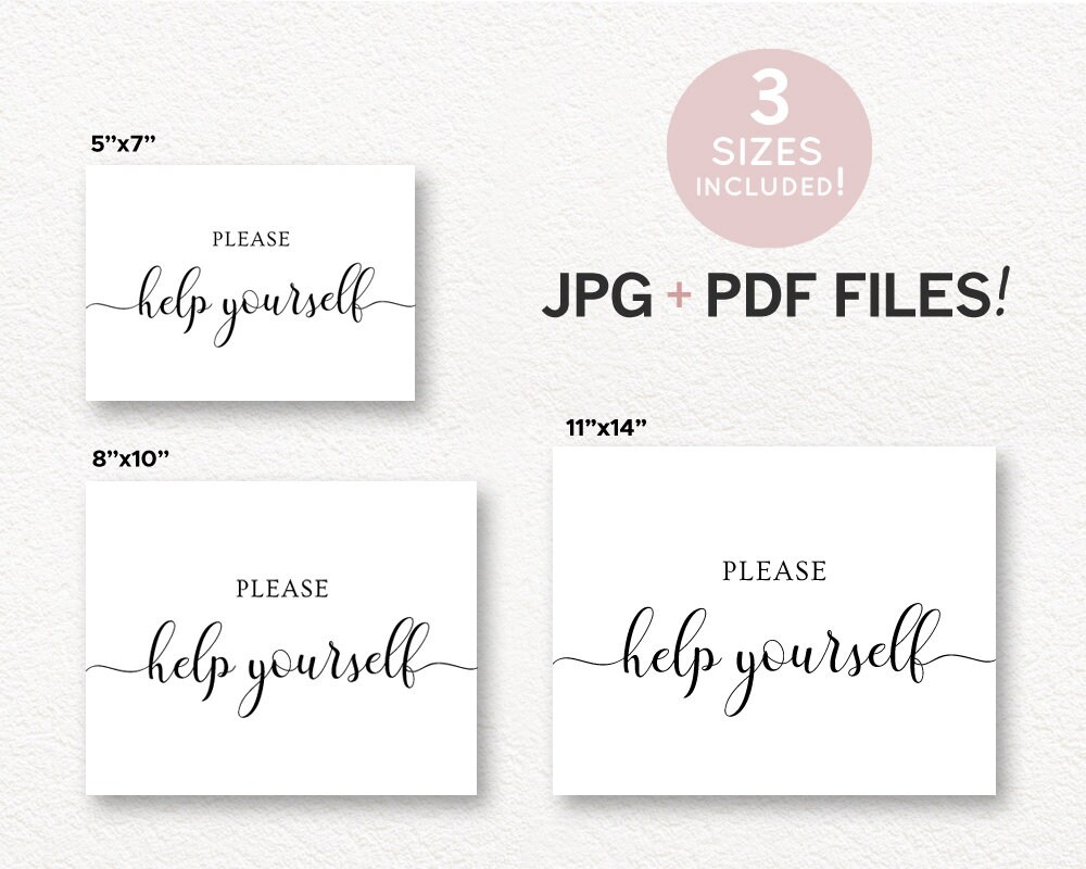 Please Help Yourself Wedding Sign, Help Yourself Sign Restroom Sign ...