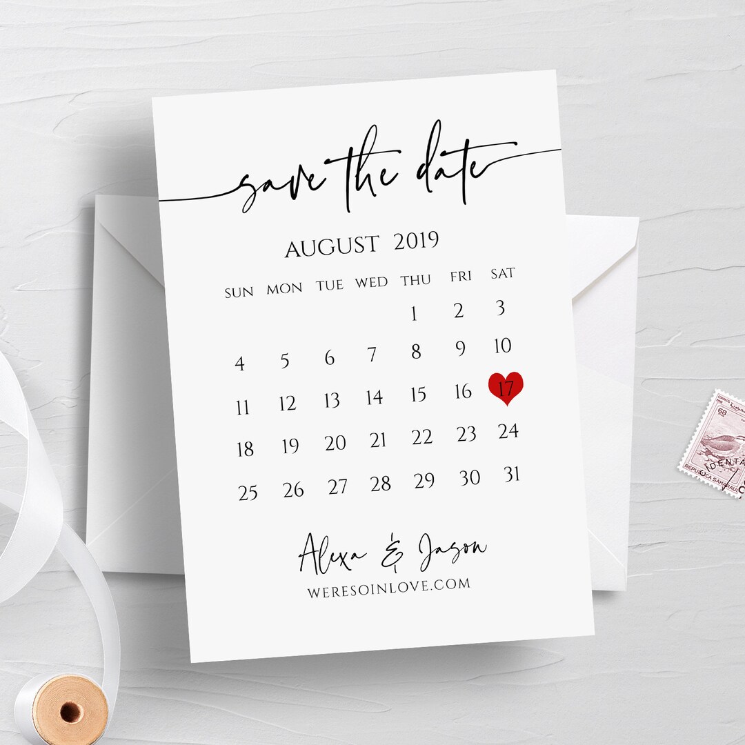 Printable Save the Date Calendar Template, Save the Date Template, TRY ...