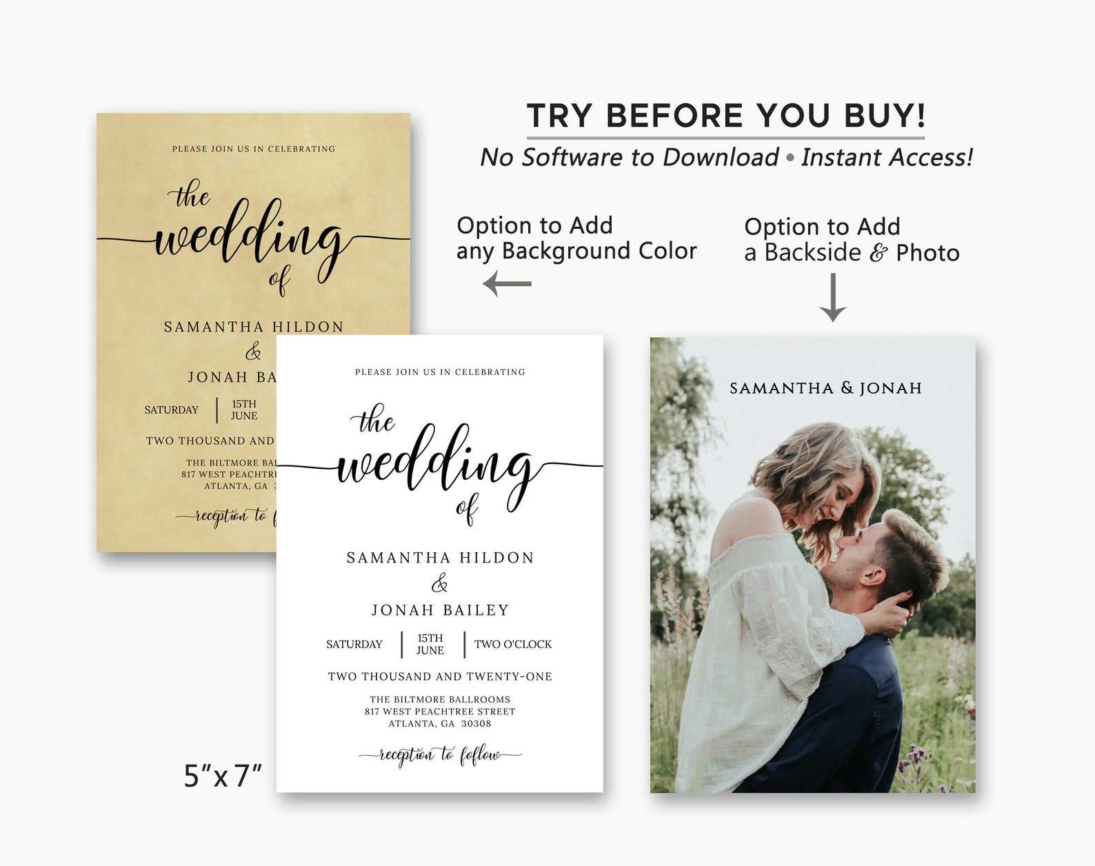 Simple Wedding Invitation Set 100% Editable Rsvp Cards | Etsy