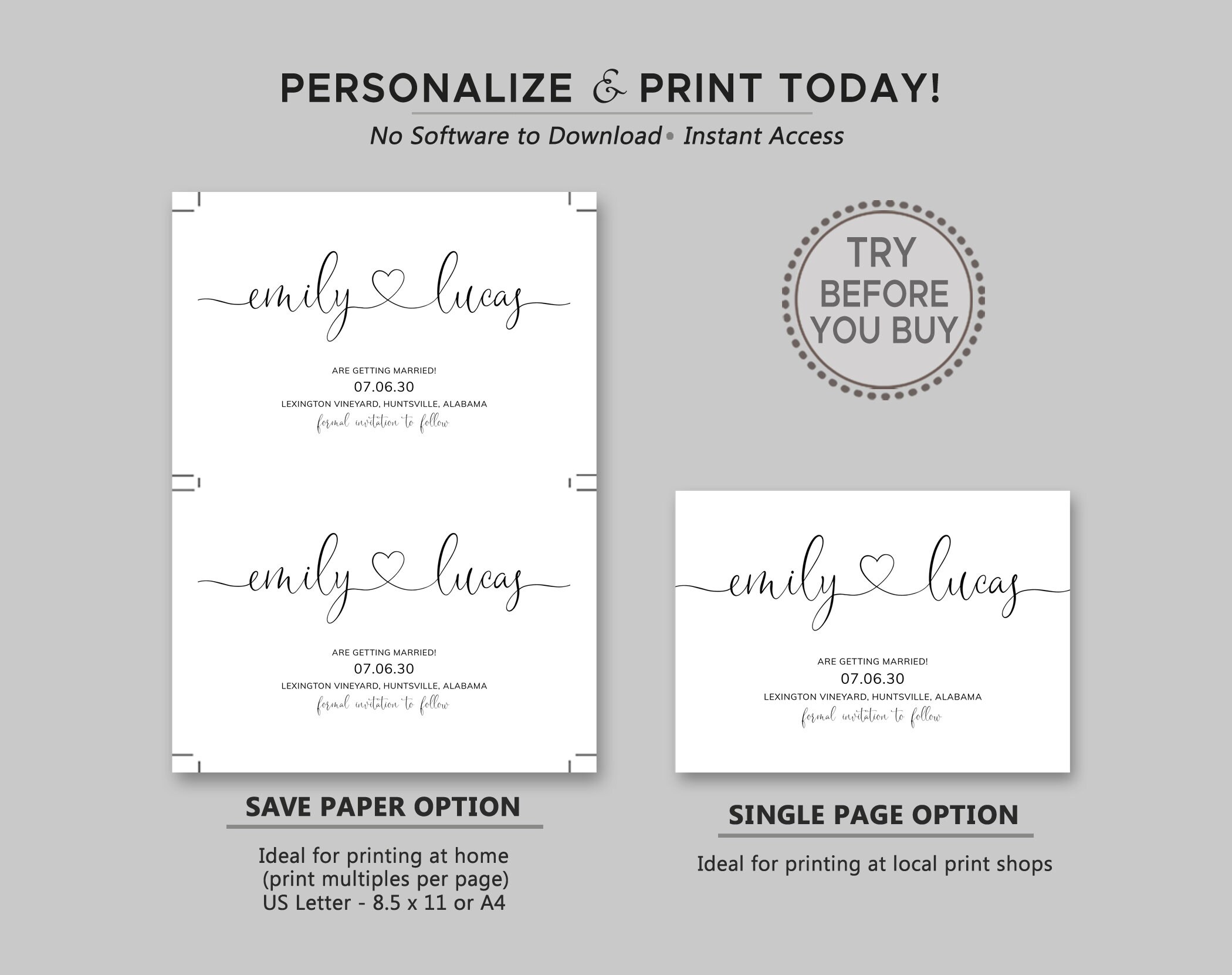Save The Date Postcard Printable Wedding Save The Date Cards Etsy