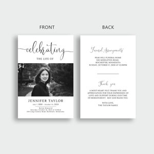 Celebration of Life Program Template, Editable Funeral Program ...
