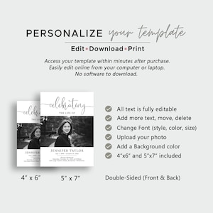Celebration of Life Program Template, Editable Funeral Program ...