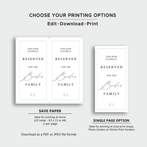 Reserved Sign Template, Monogram & Border, Editable, Wedding Chair Sign ...