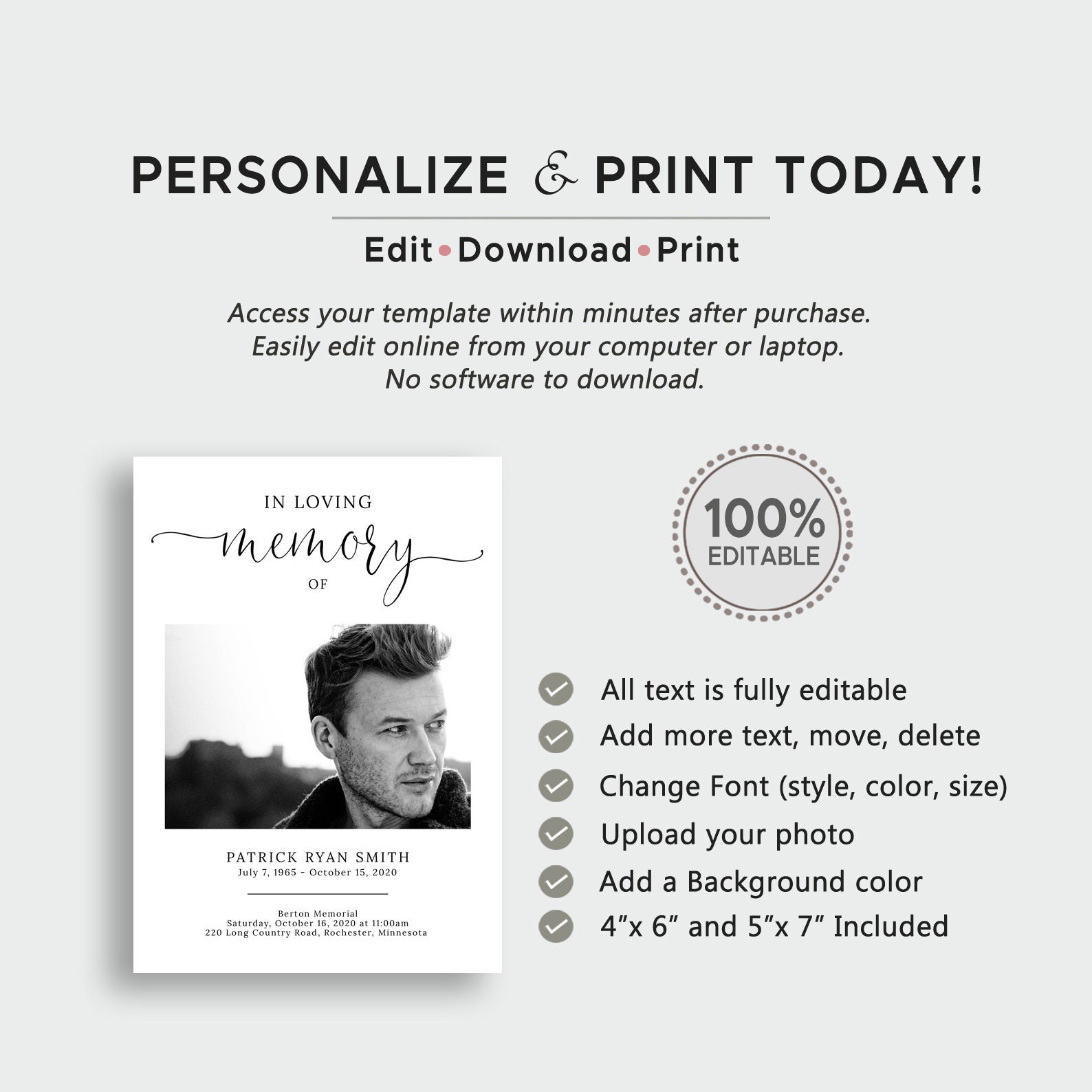 Funeral Program Template, TRY BEFORE You BUY, Celebration of Life ...