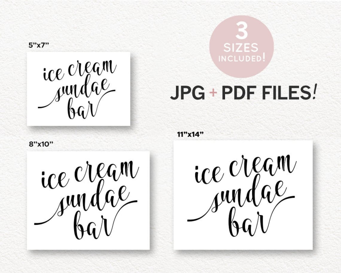 Sundae Bar Sign Ice Cream Sign Sundae Party Sign Ice Cream - Etsy