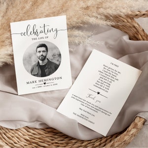 Editable Funeral Prayer Card, 5x7 & 4x6, Celebration of Life, Printable ...