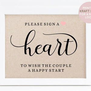 Please Sign A Heart Sign, Wedding Guest Registry, Wedding Sign A Heart ...