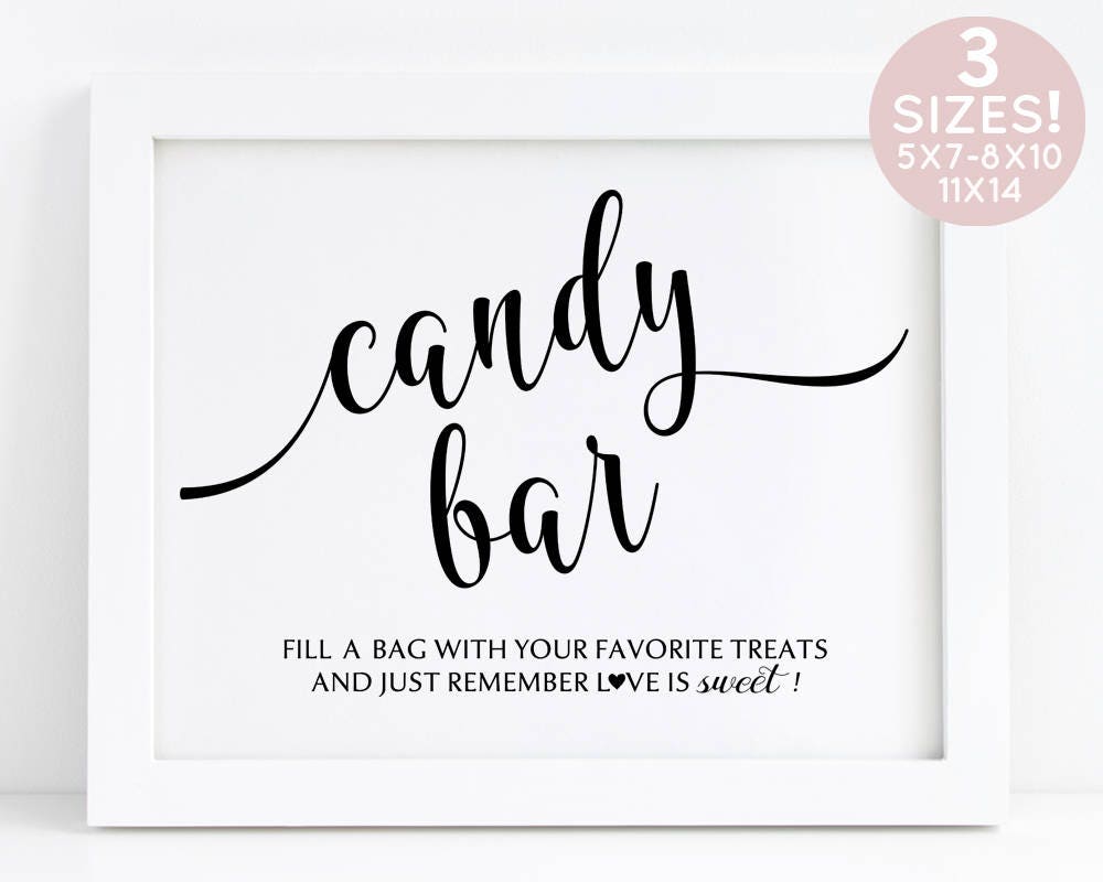 Candy Bar Sign Wedding Candy Sign Wedding Decor Party | Etsy