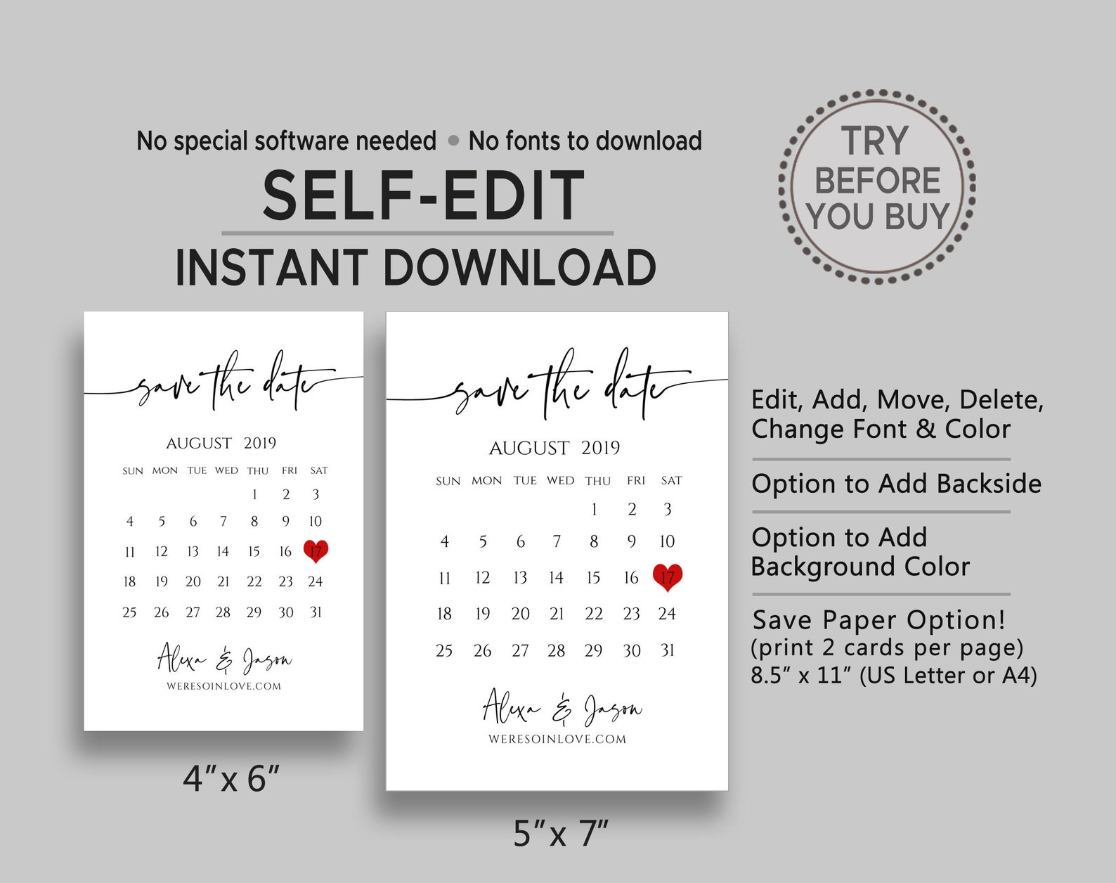 Printable Save the Date Calendar Template Save the Date | Etsy Canada
