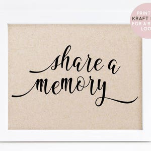 Share A Memory Printable, Memory Table Sign, Memorial Sign Printable ...
