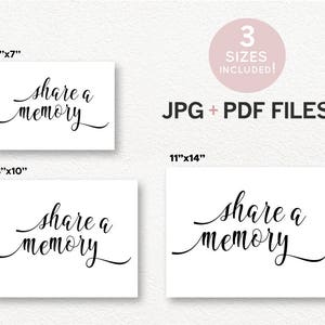 Share A Memory Printable, Memory Table Sign, Memorial Sign Printable ...