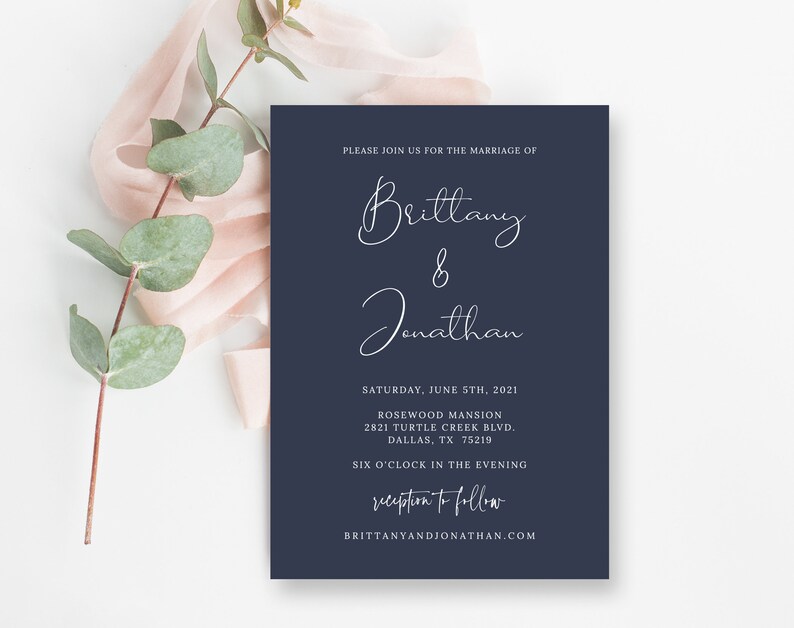 Navy Wedding Invitation Template TRY BEFORE You BUY | Etsy