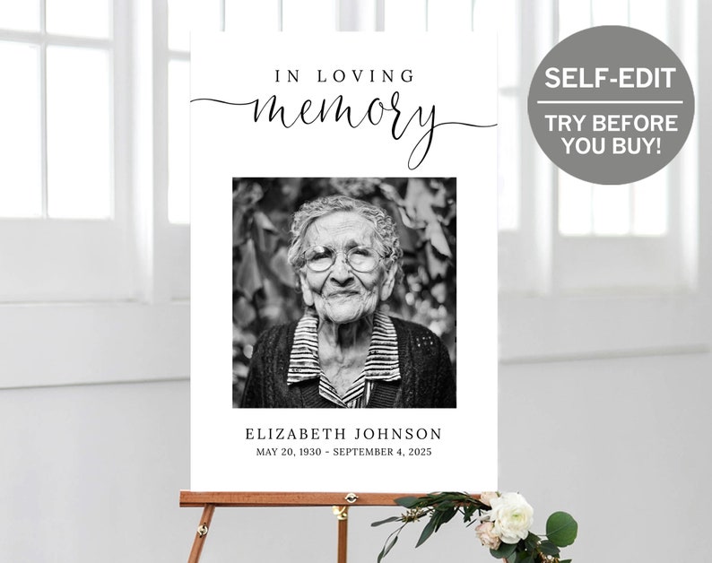 In Loving Memory Sign Funeral Welcome Sign Editable | Etsy Canada