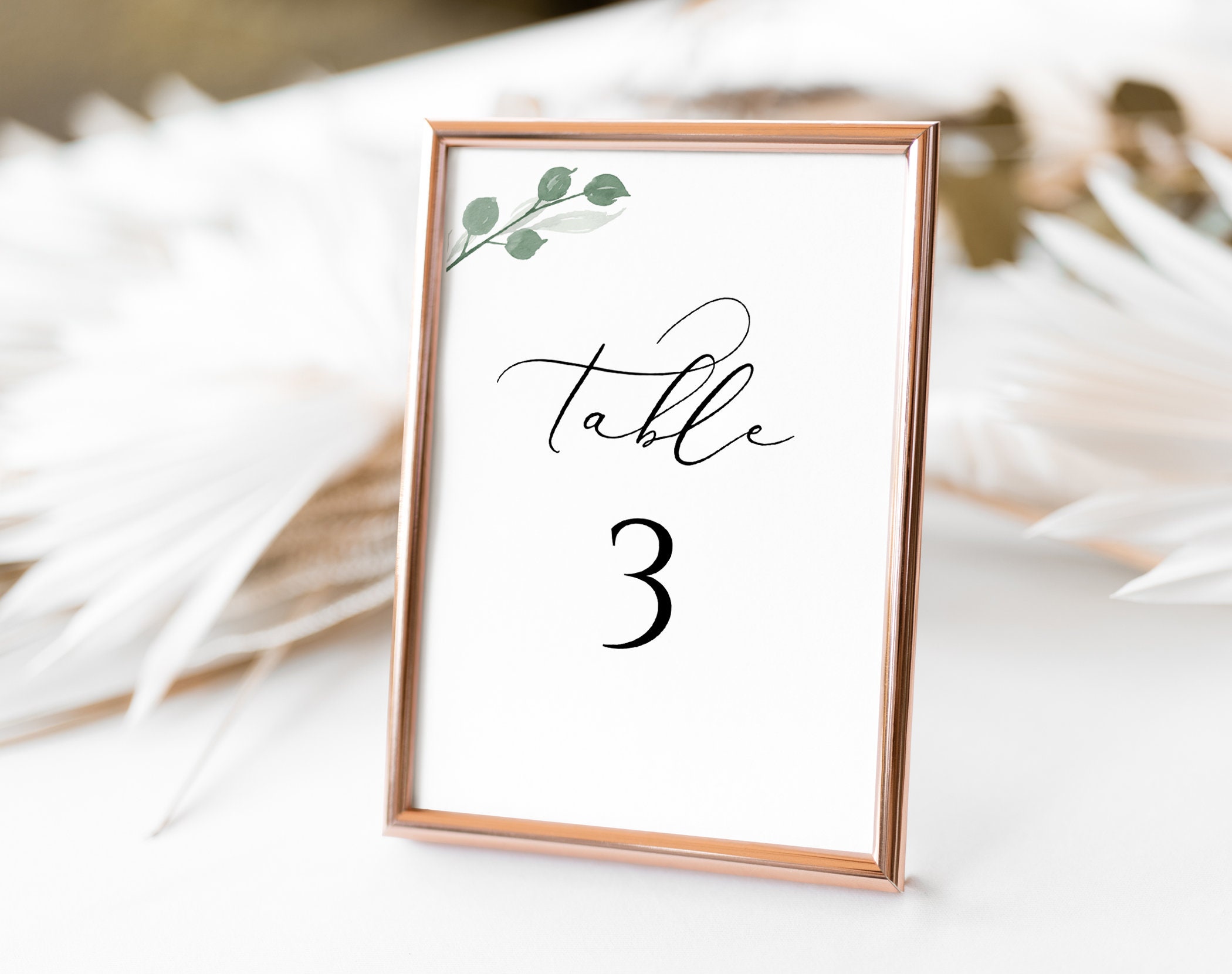Table Numbers Card Template Table Cards Greenery Printable - Etsy Canada