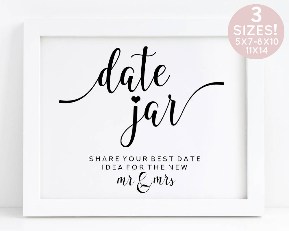 Date Jar PRINTABLE Wedding Date Jar Wedding Games Printable | Etsy