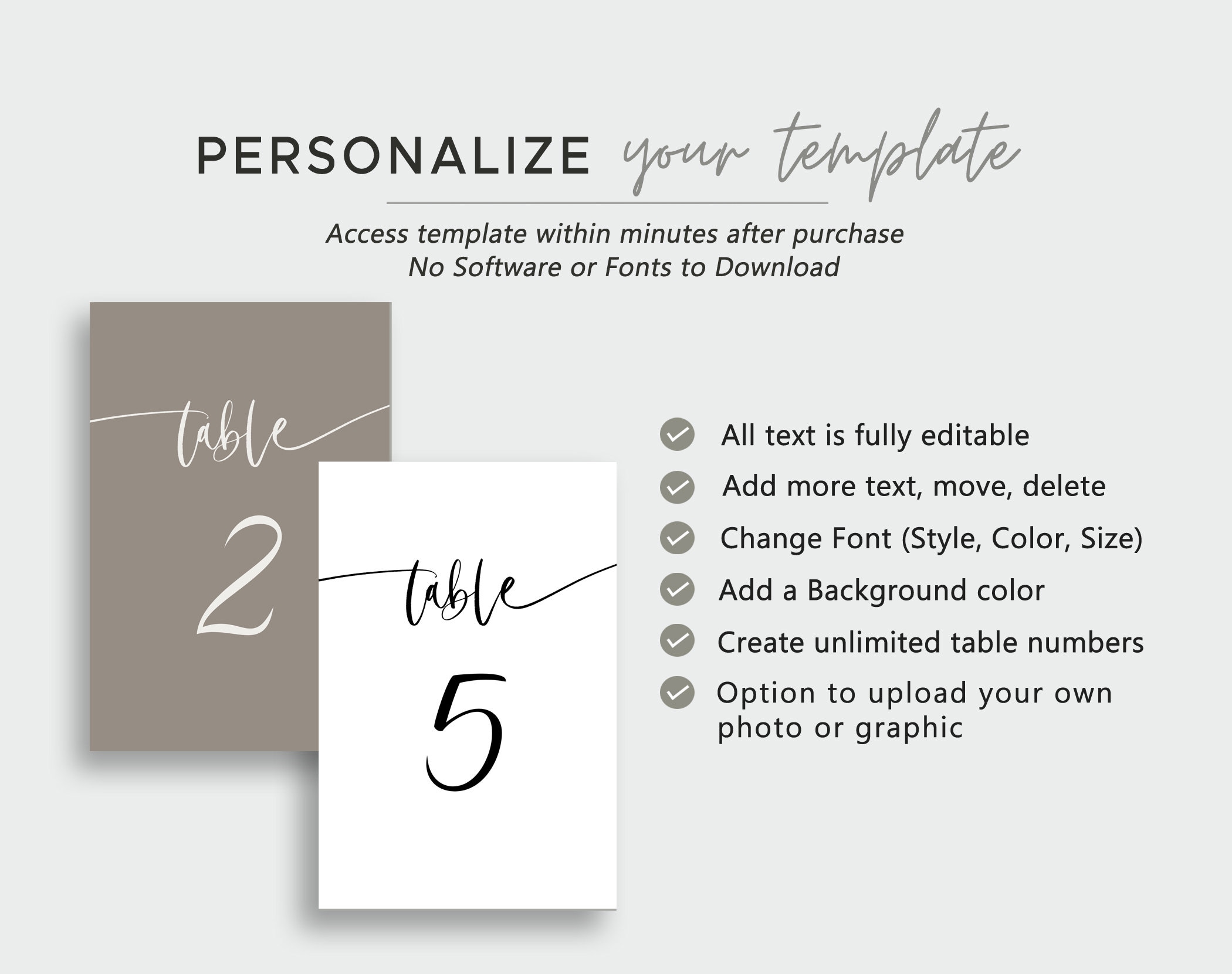 Wedding Table Numbers Template Printable and Editable Table | Etsy