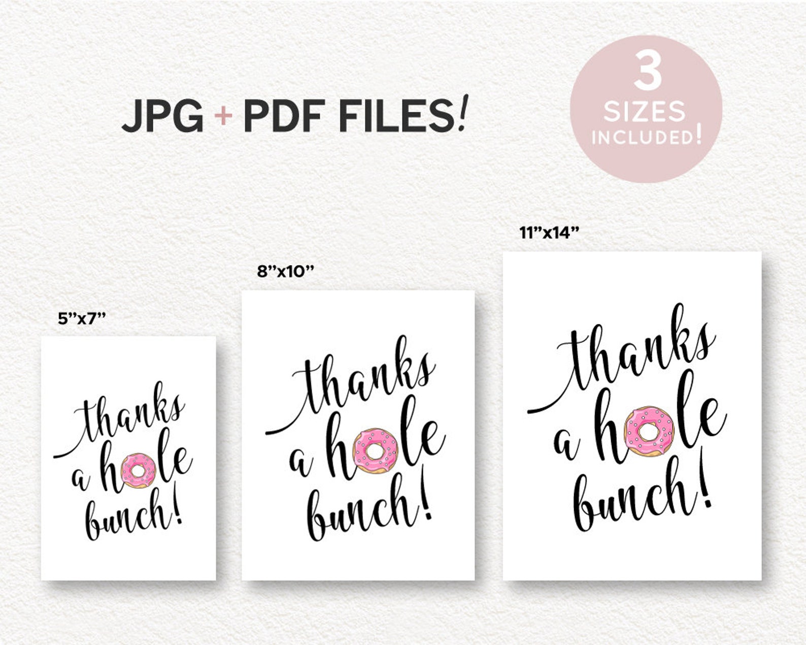 Printable Donut Sign Donut Thank You Sign Thanks A Hole - Etsy