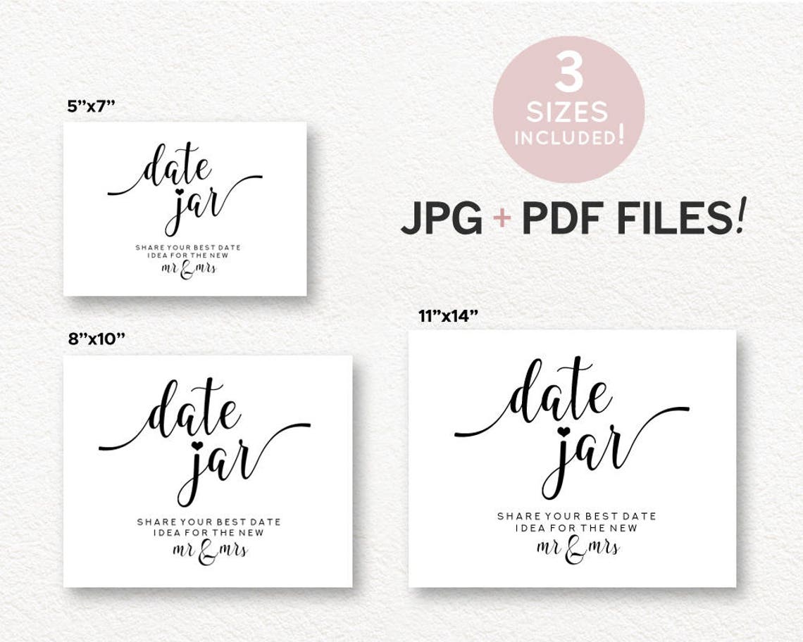 Date Jar PRINTABLE Wedding Date Jar Wedding Games Printable - Etsy