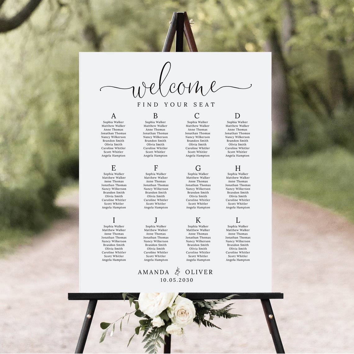 Alphabetical Seating Chart Template, Modern Calligraphy, Wedding ...