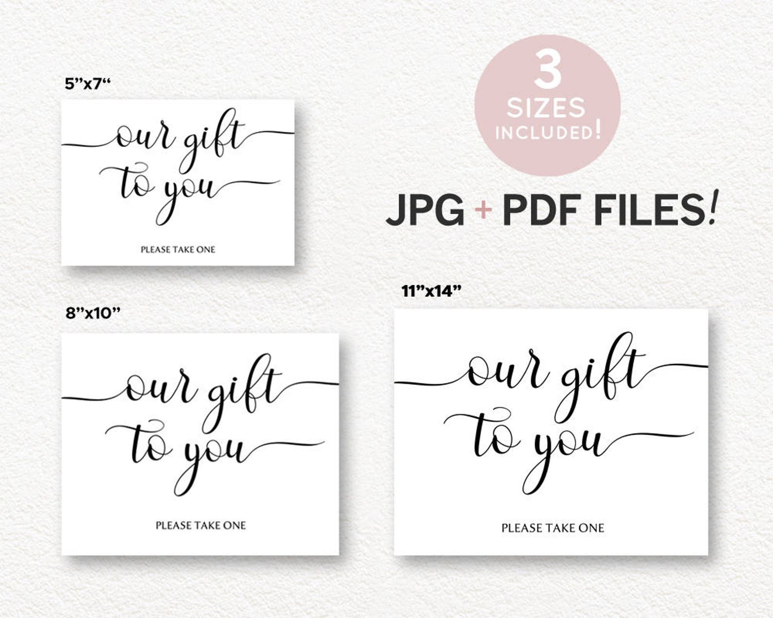 Printable Wedding Gift Sign, Favour Wedding Printable, Printable Gift ...