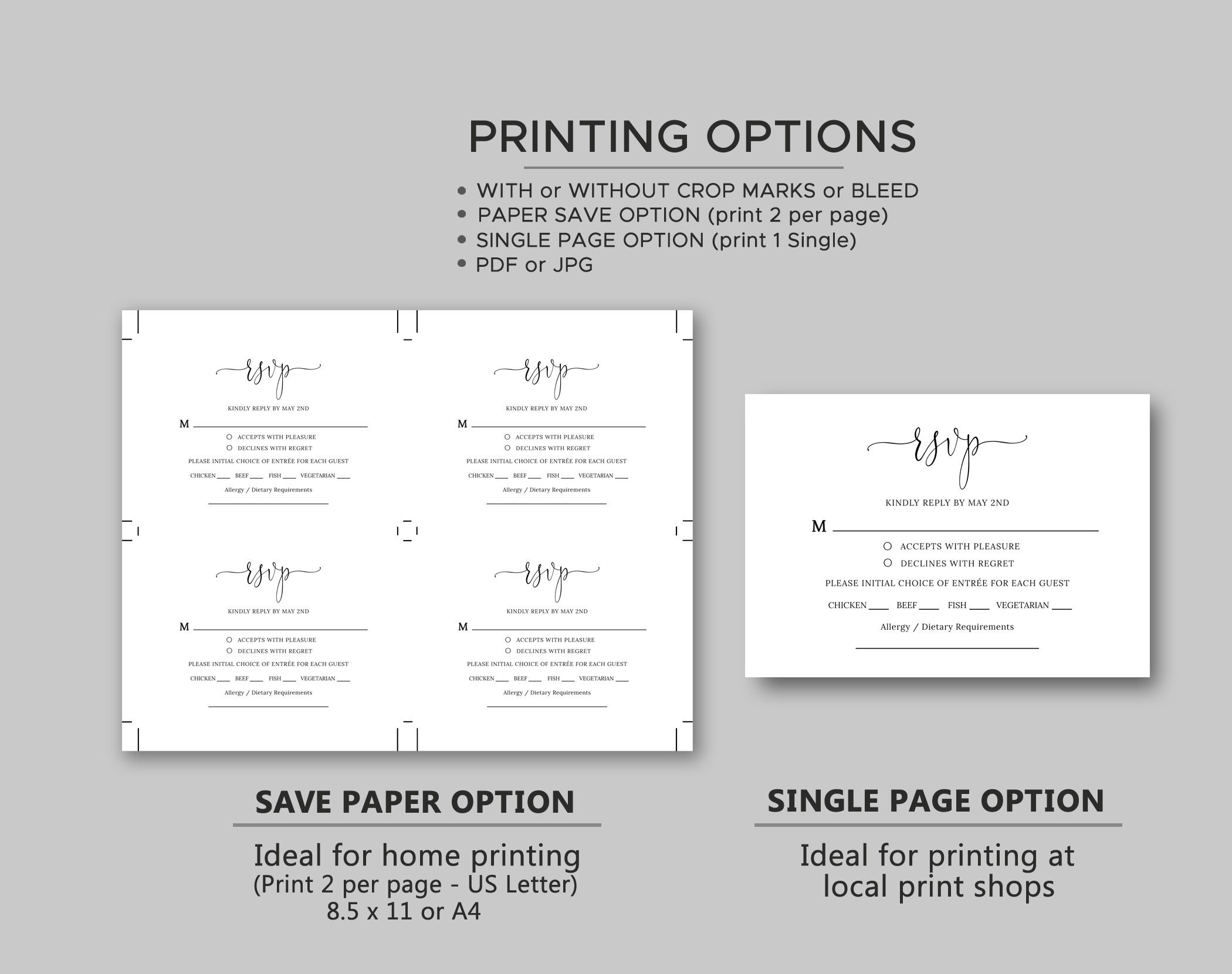 RSVP Card Template Wedding RSVP Cards Response Cards RSVP - Etsy UK