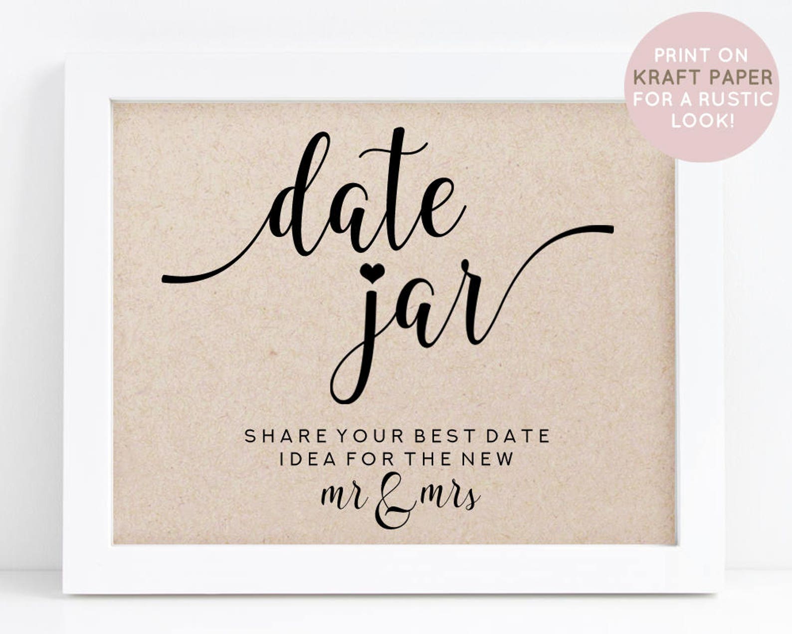 Date Jar PRINTABLE Wedding Date Jar Wedding Games Printable - Etsy