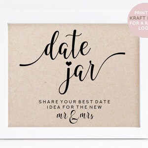 Date Jar PRINTABLE, Wedding Date Jar, Wedding Games Printable, Date Jar ...