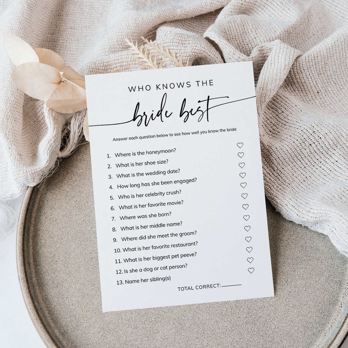 Who Knows the Bride Best, Bridal Shower Game Template, Editable Bridal ...