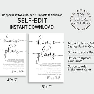 Change of Plans Wedding Invitation Template, TRY BEFORE You BUY, Change ...