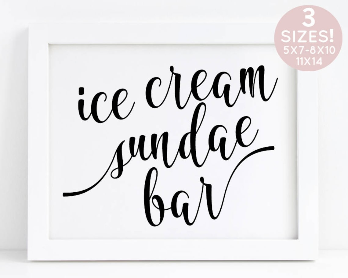Sundae Bar Sign Ice Cream Sign Sundae Party Sign Ice Cream - Etsy