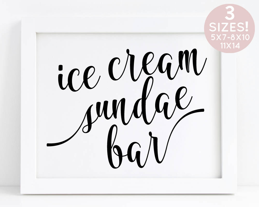 Sundae Bar Sign Ice Cream Sign Sundae Party Sign Ice Cream | Etsy