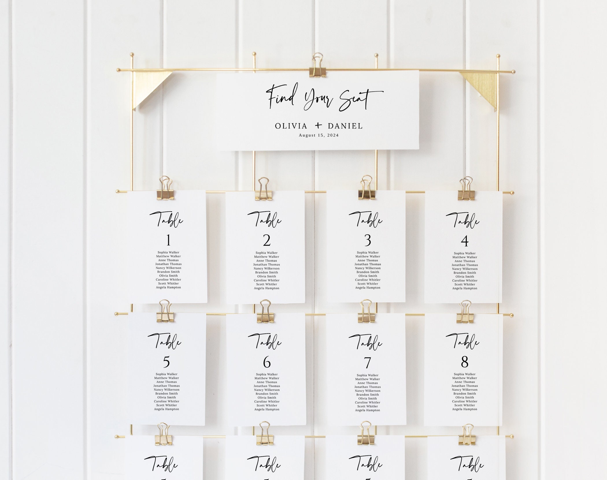 Printable Wedding Seating Chart Template Modern Calligraphy - Etsy