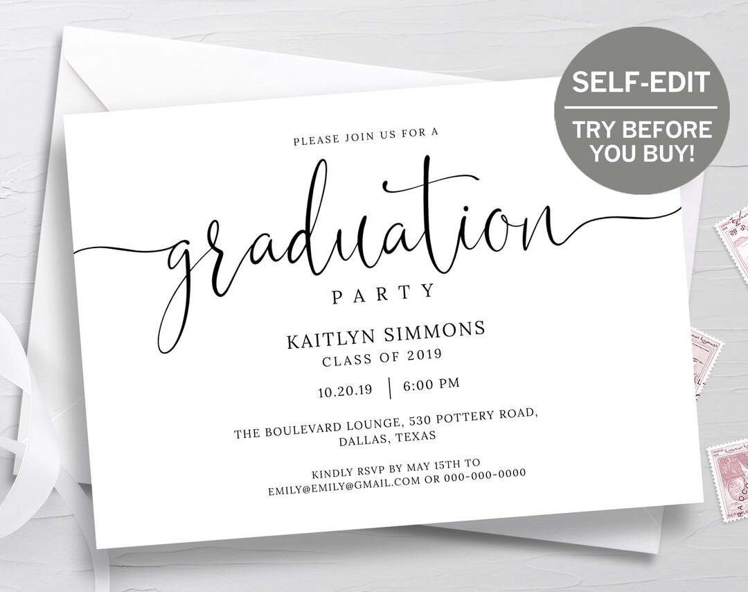 Graduation Invitation, Modern Graduation Announcement, College ...