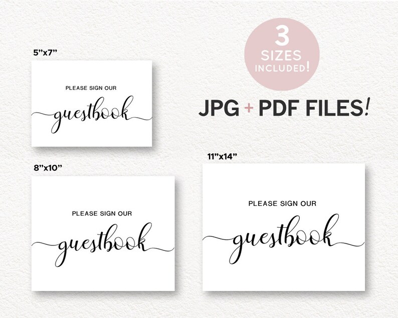 Please Sign Our Guestbook Sign Printable Wedding Guest Book - Etsy