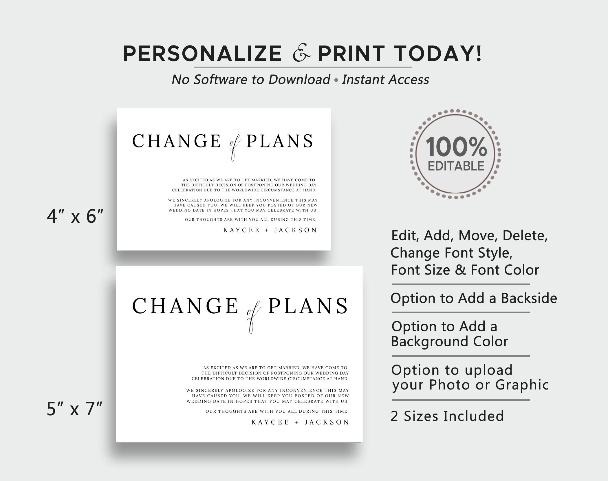 Change of Plans Wedding Invitation, TRY BEFORE You BUY, Wedding ...