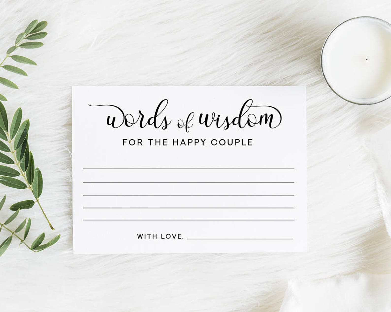 Words of Wisdom Printable Printable Advice Card Bride and | Etsy
