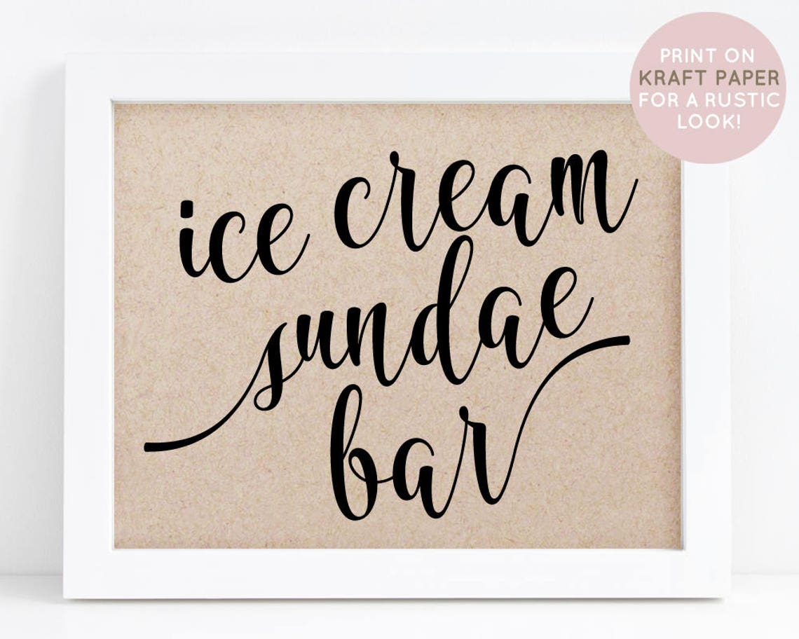 Sundae Bar Sign Ice Cream Sign Sundae Party Sign Ice Cream - Etsy