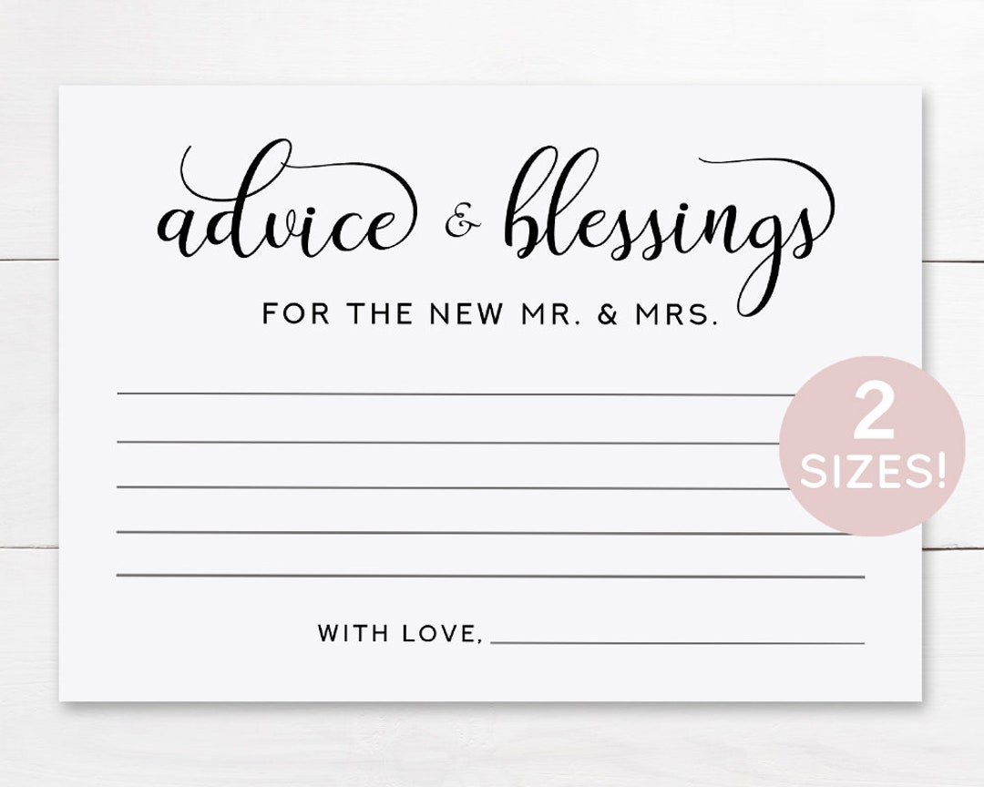 Advice Card for Wedding, Advice Card Instant Download, Bride and Groom ...