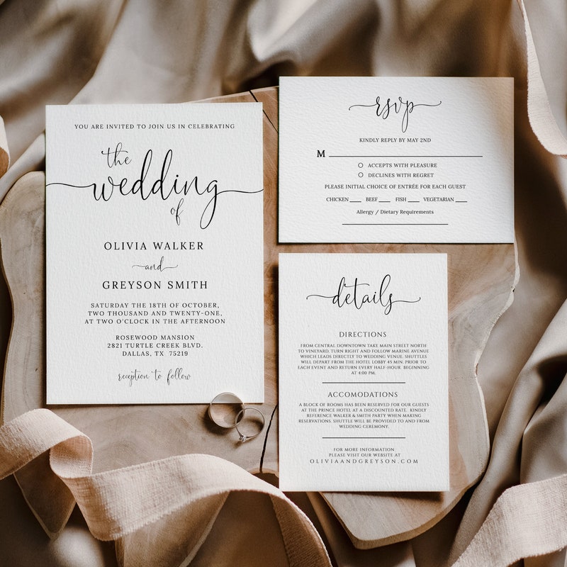 Simple Wedding Invitation - Etsy