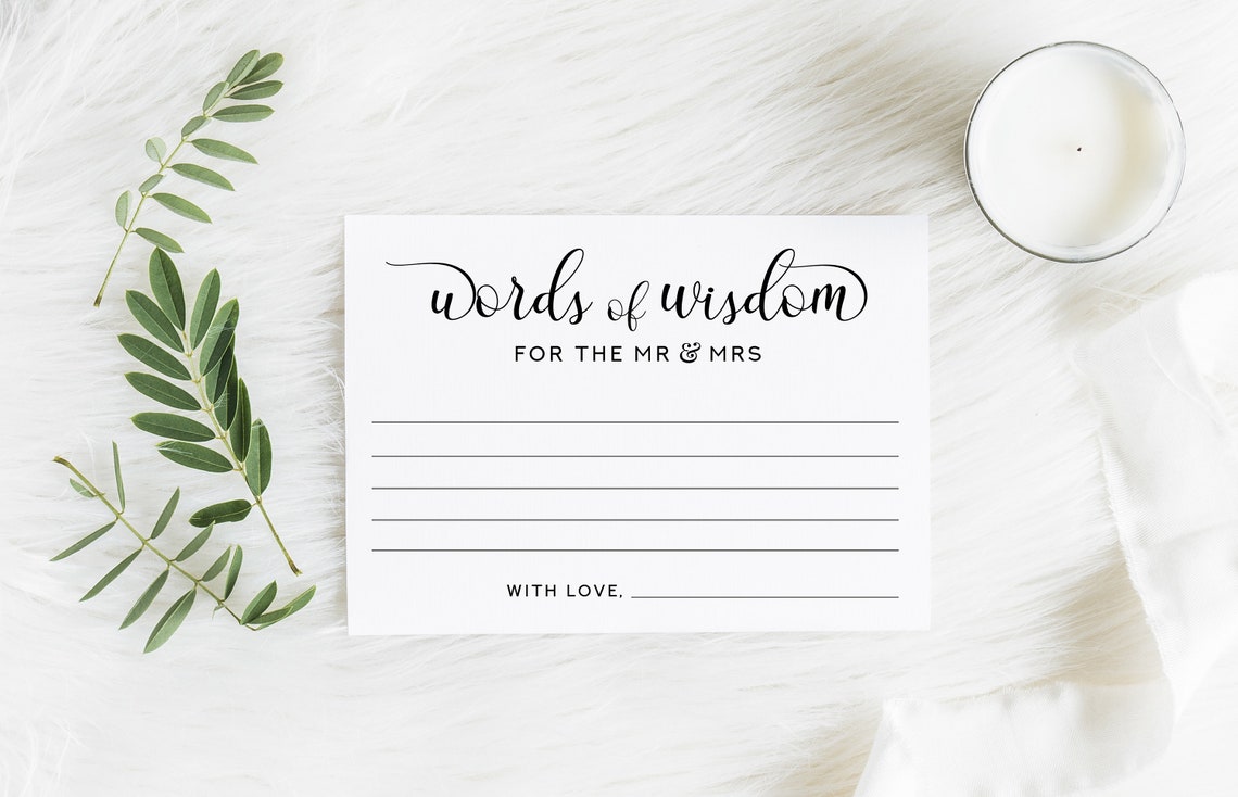Printable Words of Wisdom Card Printable Wedding Advice Card | Etsy