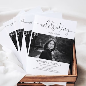 Celebration of Life Program Template, Editable Funeral Program ...