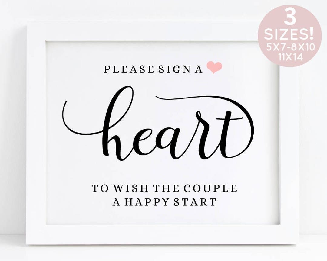 Please Sign A Heart Sign, Wedding Guest Registry, Wedding Sign A Heart ...