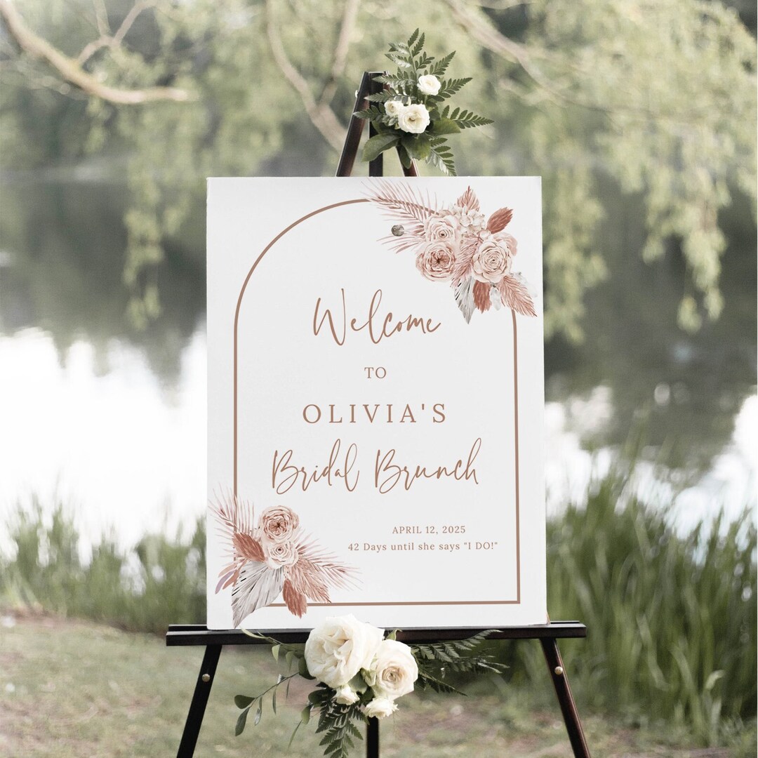 Boho Bridal Brunch Bridal Shower Welcome Sign, Brunch and Bubbly ...