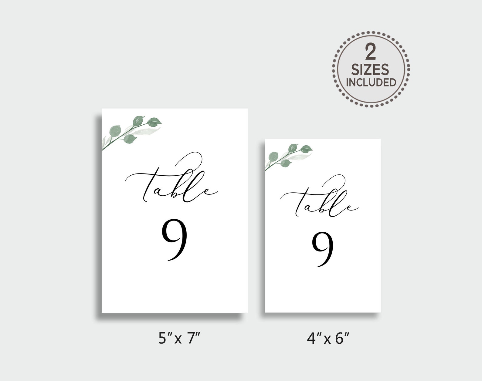 Table Numbers Card Template Table Cards Greenery Printable | Etsy
