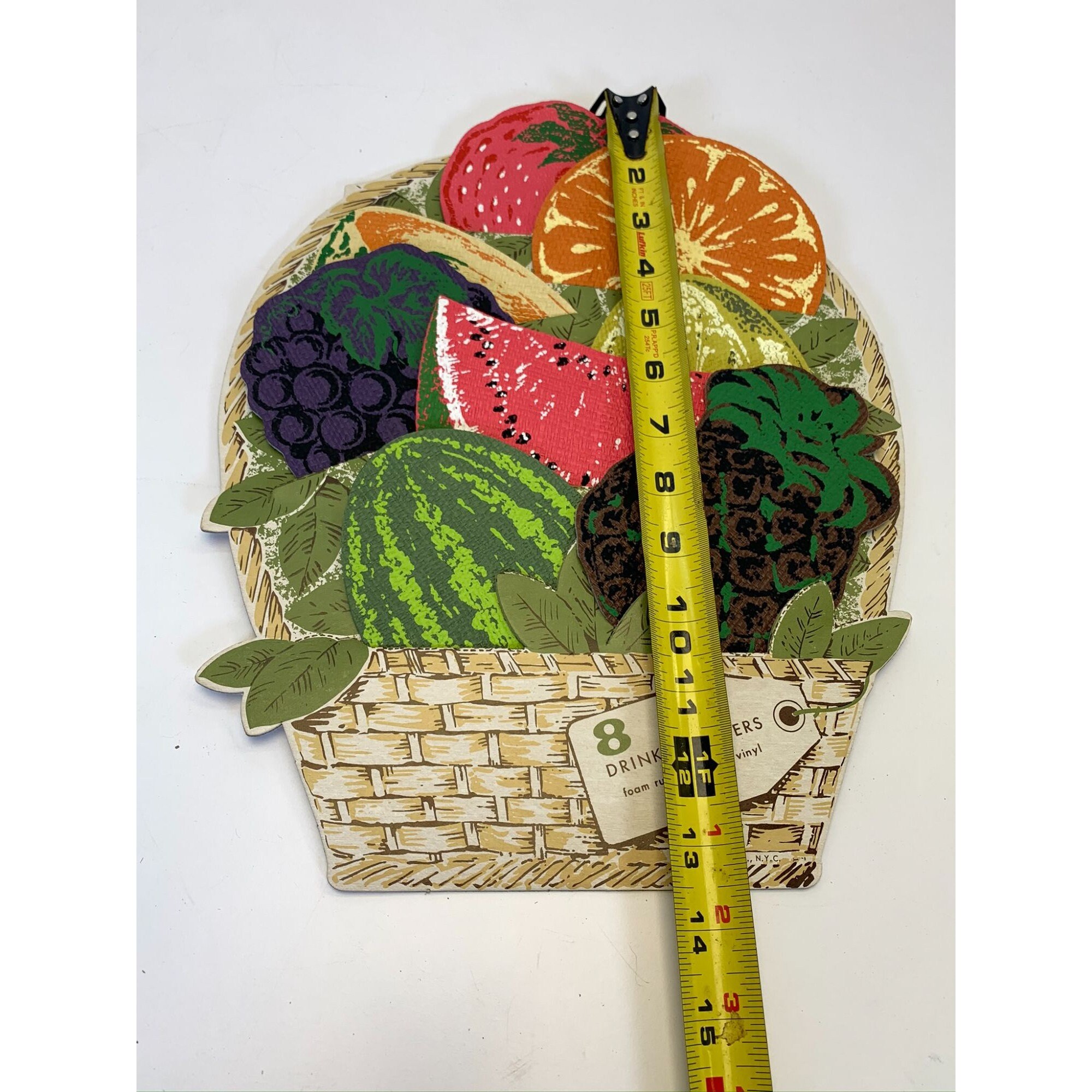 Vintage H. J. Stotter Pop Art Fruit Drink Coasters Set of 8 and Basket ...