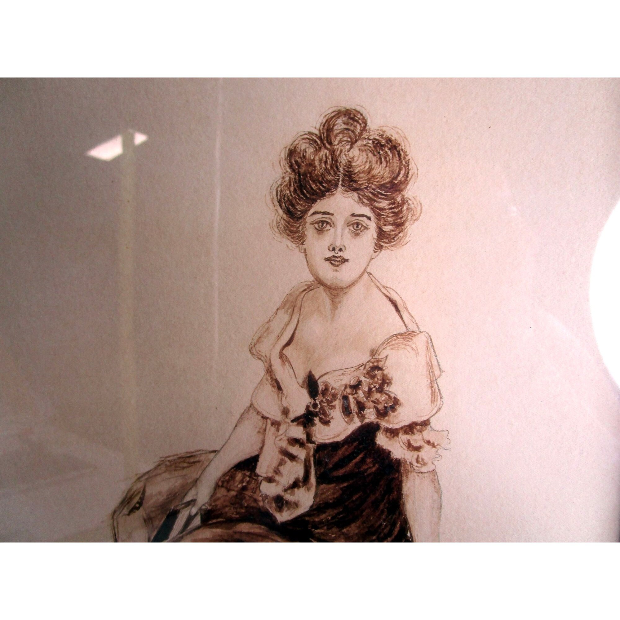 Intense Vintage Ink Illustration Victorian Woman Lady Framed Wall Art ...