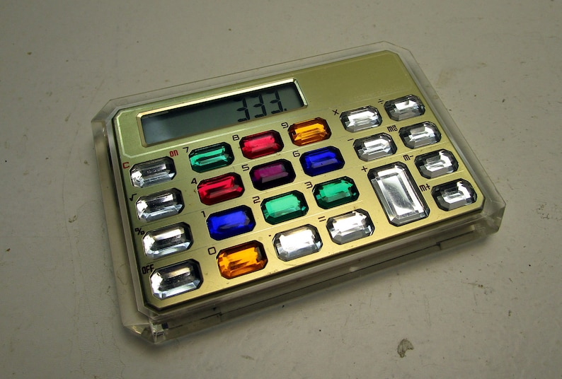Retro 80's Multi Color Rhinestone Jeweled Calculator Diva | Etsy