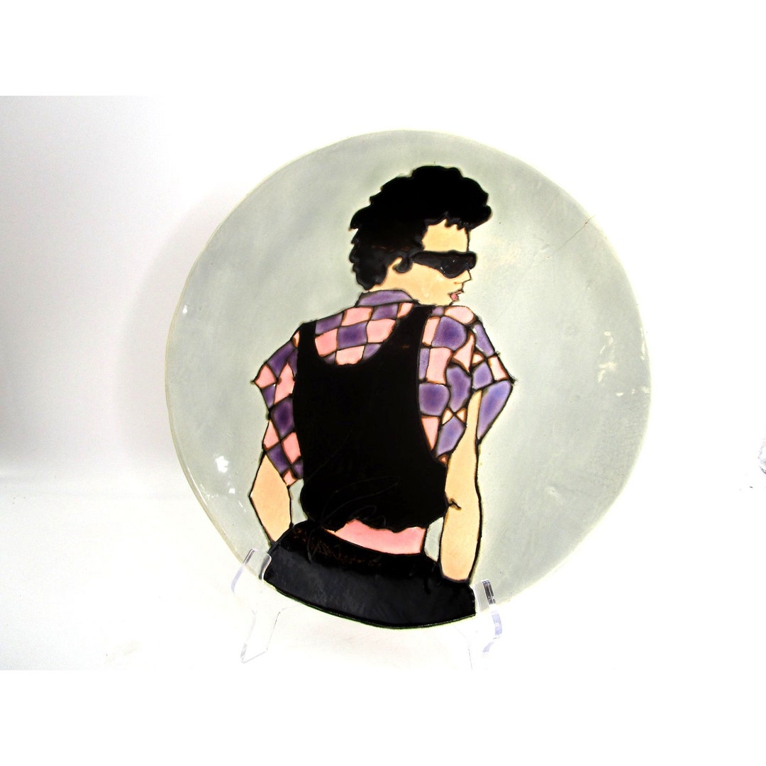 Vintage Unique 1980s Large Punk Rock New Wave Girl Platter Ceramic ...